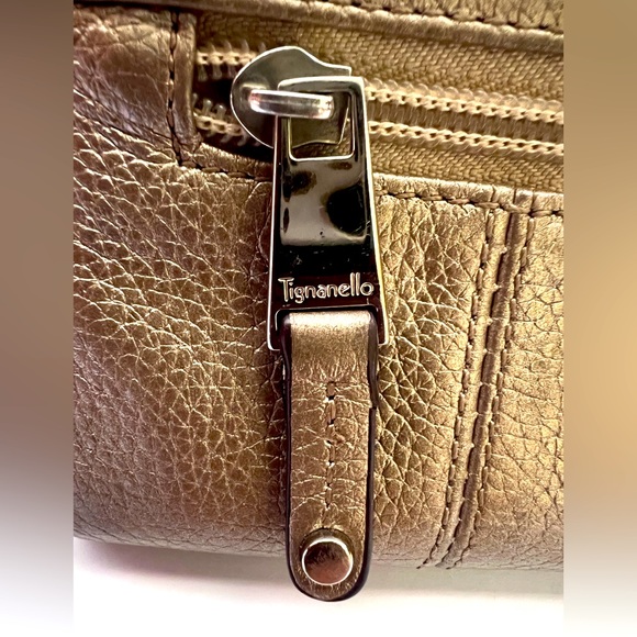 Tignanello | Bags | Tignanello Genuine Leather Gold Tri Fold Wallet ...